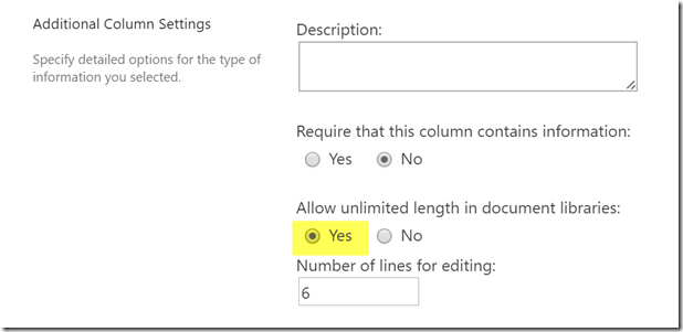 Multiple Lines of Text Fields in SharePoint – The reason for the 255 limit