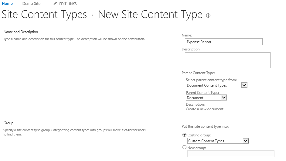 Using SharePoint Content Types to Define Types of Content
